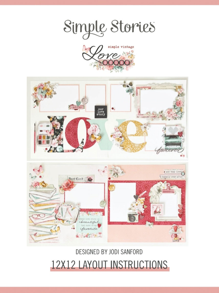 Simple Vintage Love Story Layout . Instructions Only – Custom Scrapbook ...